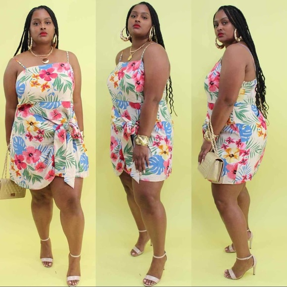 Dresses | Tropical Print Wrap Dress Plus Size | Poshmark